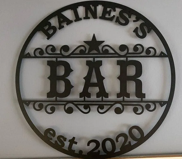 Metal Bar Sign Personalized Laser Cut Name Sign Custom Bar Sign Metal ...