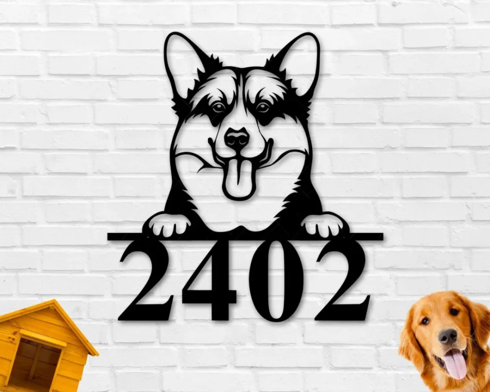 Custom Address Sign, Dog Address Sign, Metal Sign, Address Numbers, Dog ...