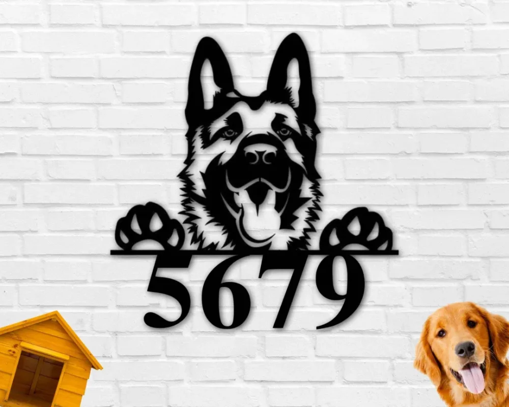 Custom Address Sign, Dog Address Sign, Metal Sign, Address Numbers, Dog ...