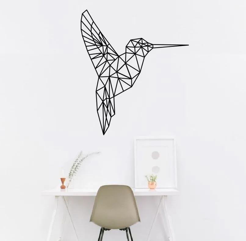 Geometric Hummingbird Metal Home Decor, Bird Wall Art, Hummingbird Wall ...