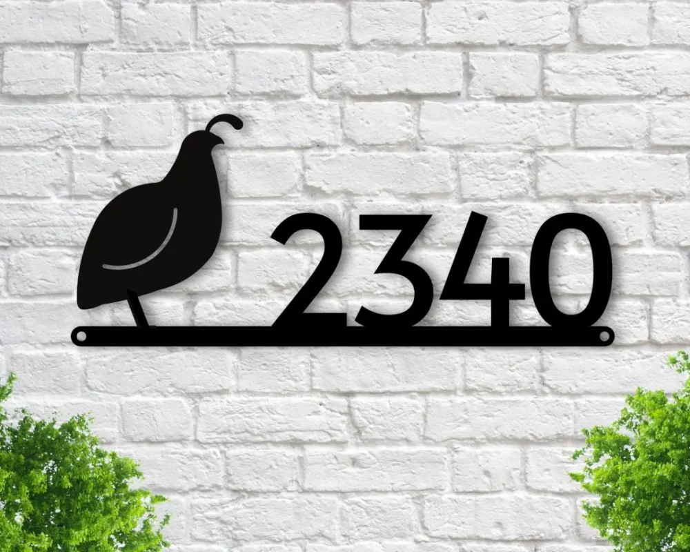 Bird Sign, Bird Address Sign, Quail Sign, Metal Address Sign, House ...