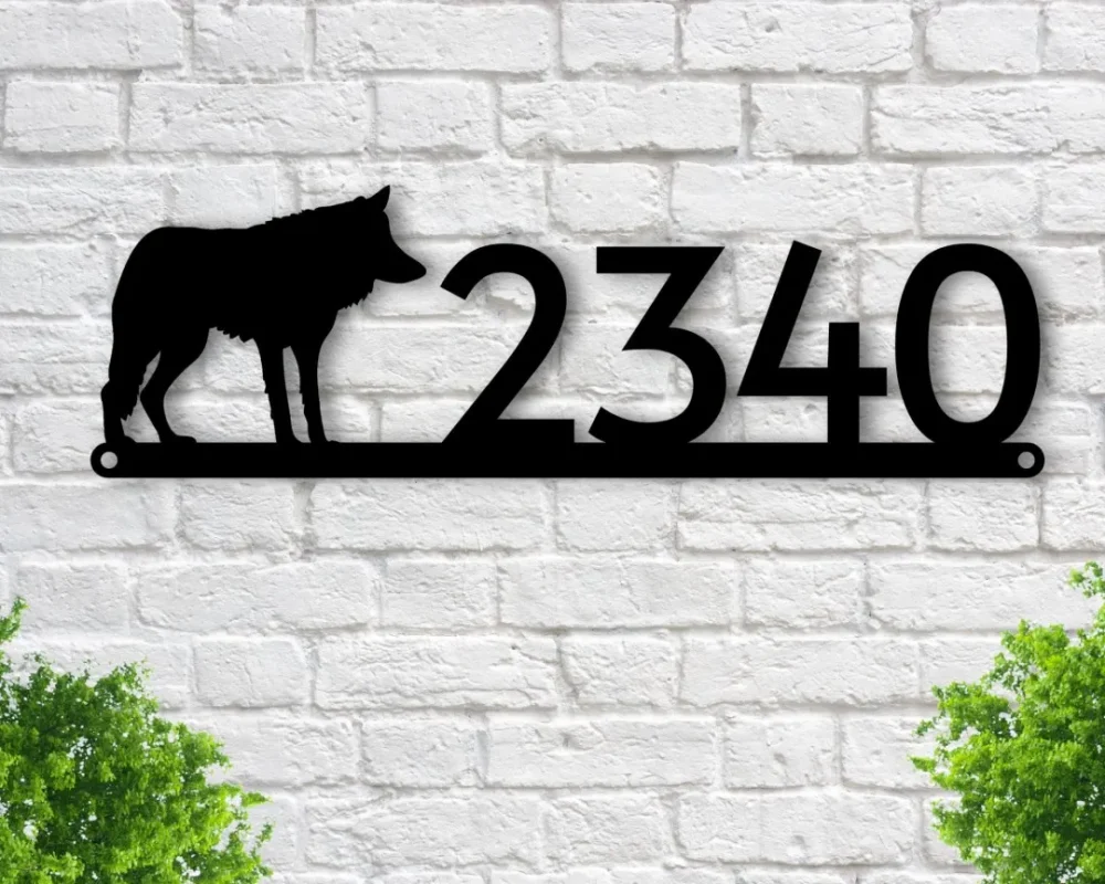 Wolf Address Sign, Wolf Metal Sign, Metal Wolf Sign, Wolf Sign, Wolf ...