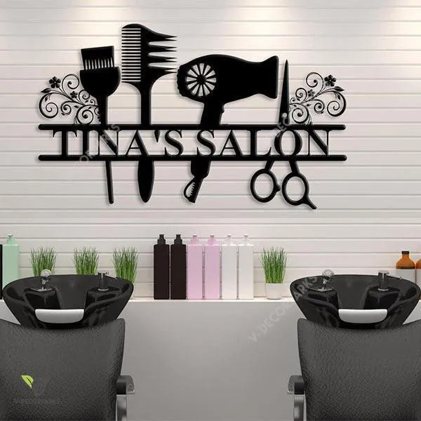 Personalized Hair Salon Metal Sign, Salon Opening Gift, Barber Hair ...