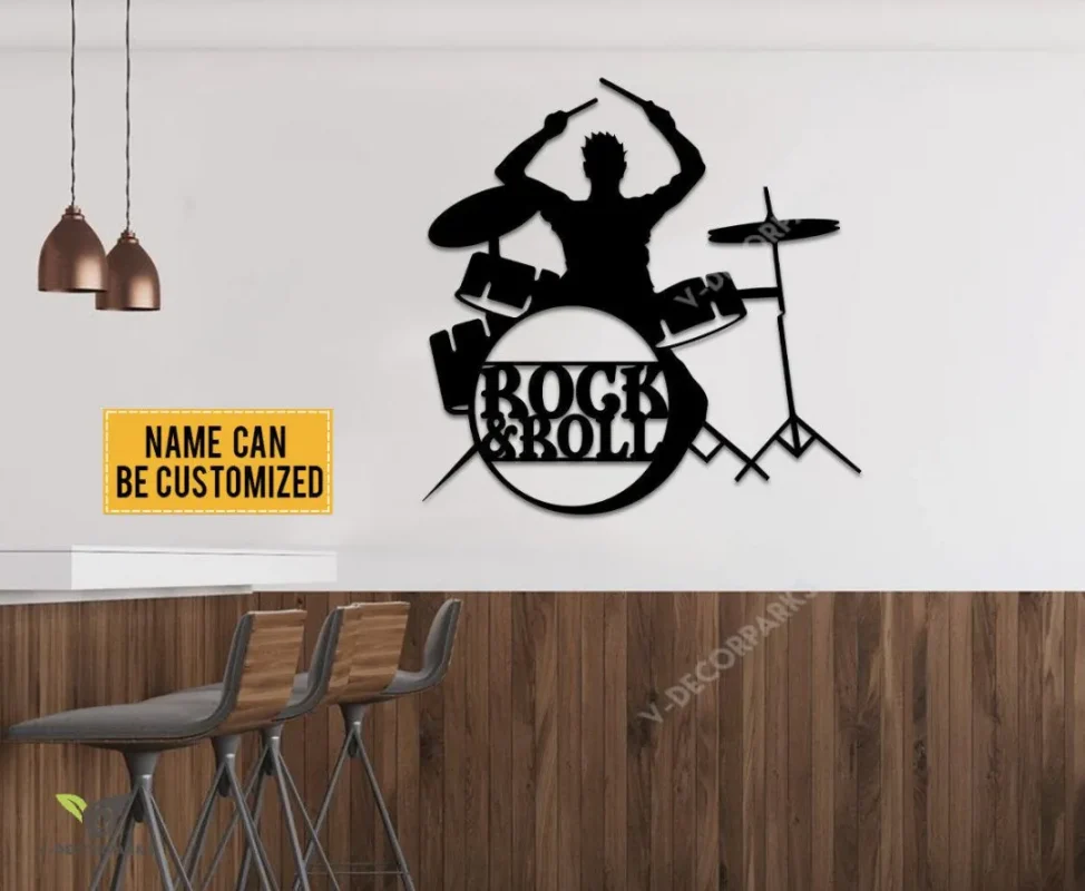 Personalized Rock N Roll Metal Wall Art, Signs For Band, Music Room ...
