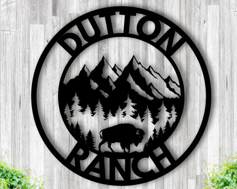 Buffalo Sign, American Bison Sign, Entrance Sign, Custom Family Name ...