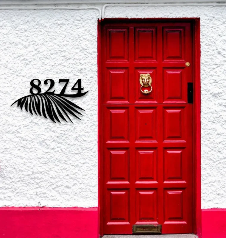 Metal Address Plaque, Address Sign, Metal Floral Leaf House Number ...