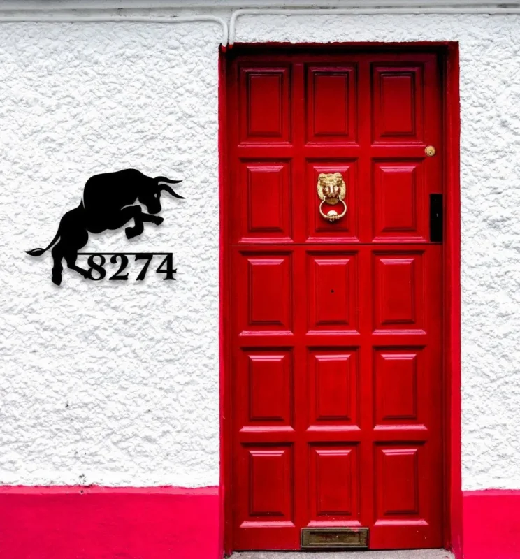 Bull Style Metal Address Plaque, Address Sign, Metal House Number ...