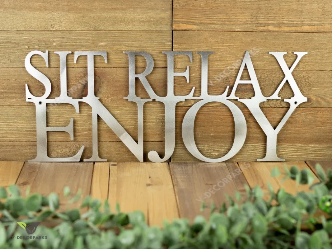 Sit Relax Enjoy Outdoor Metal Wall Art, Outdoor Wall Decor, Patio Decor ...