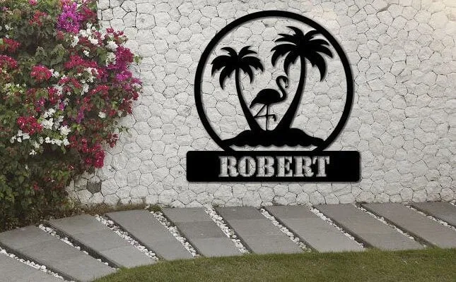 Trees With Flamingo Metal Sign - Personalized Flamingo Metal Sign ...