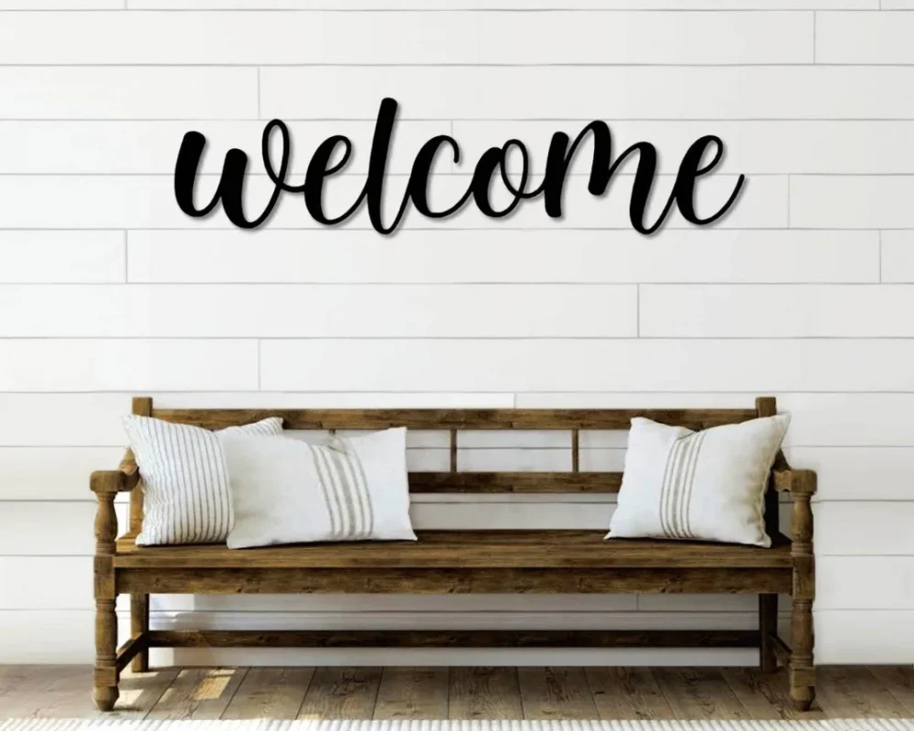 Welcome Metal Word Art, Kembara Script Word Art, Indoor Outdoor Welcome ...