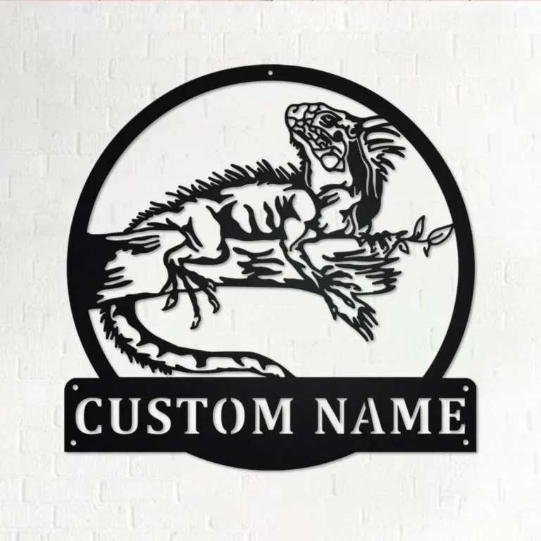 Custom Iguana Lizard Metal Wall Art, Personalized Iguana Lizard Name ...