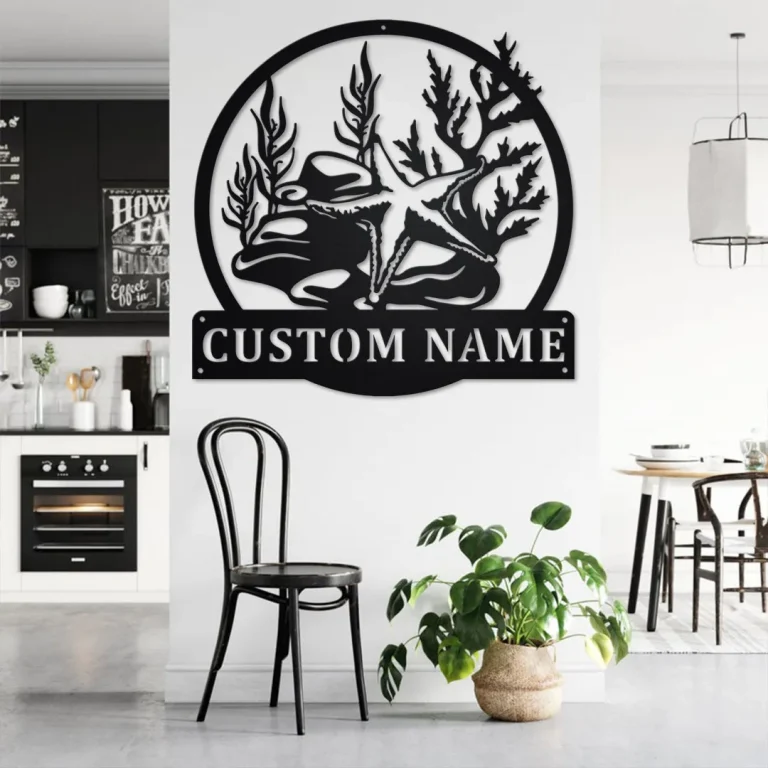 Custom Starfish Metal Wall Art, Personalized Starfish Name Sign ...