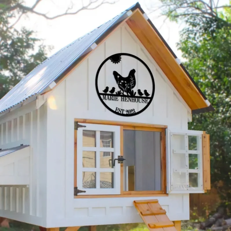 Chicken Farm Name Metal Decor, Custom Hen House Coop Sign, Personalized ...