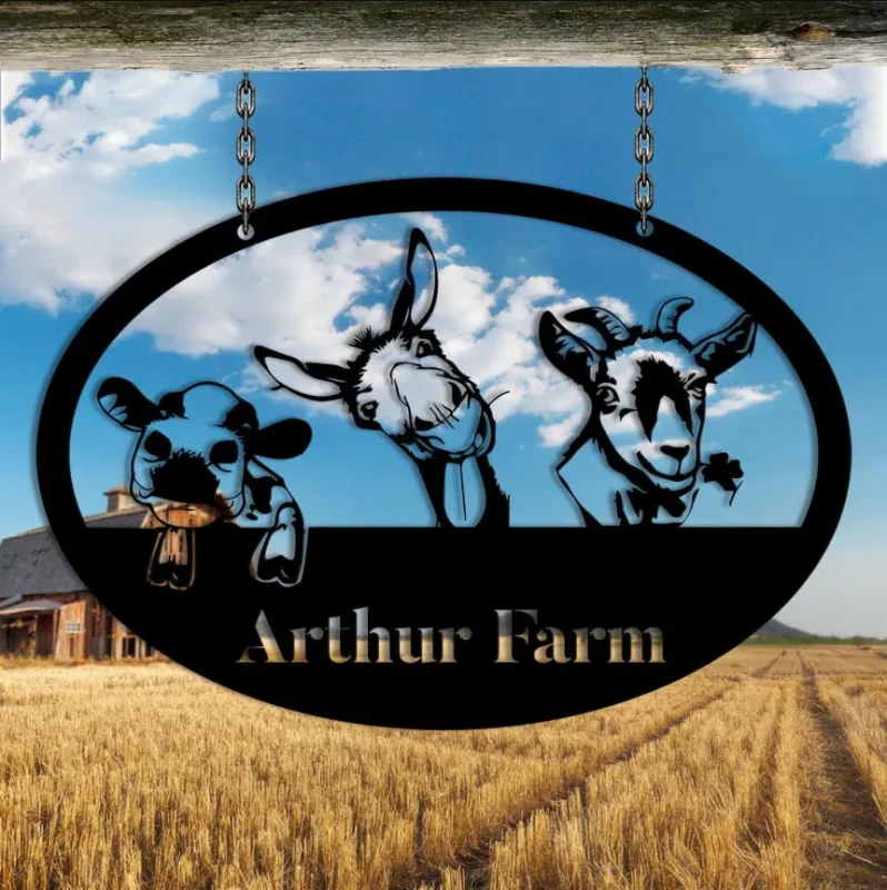 Funny Sheep Cow Donkey Sign Metal Sign Wall Art, Personalized Animals ...