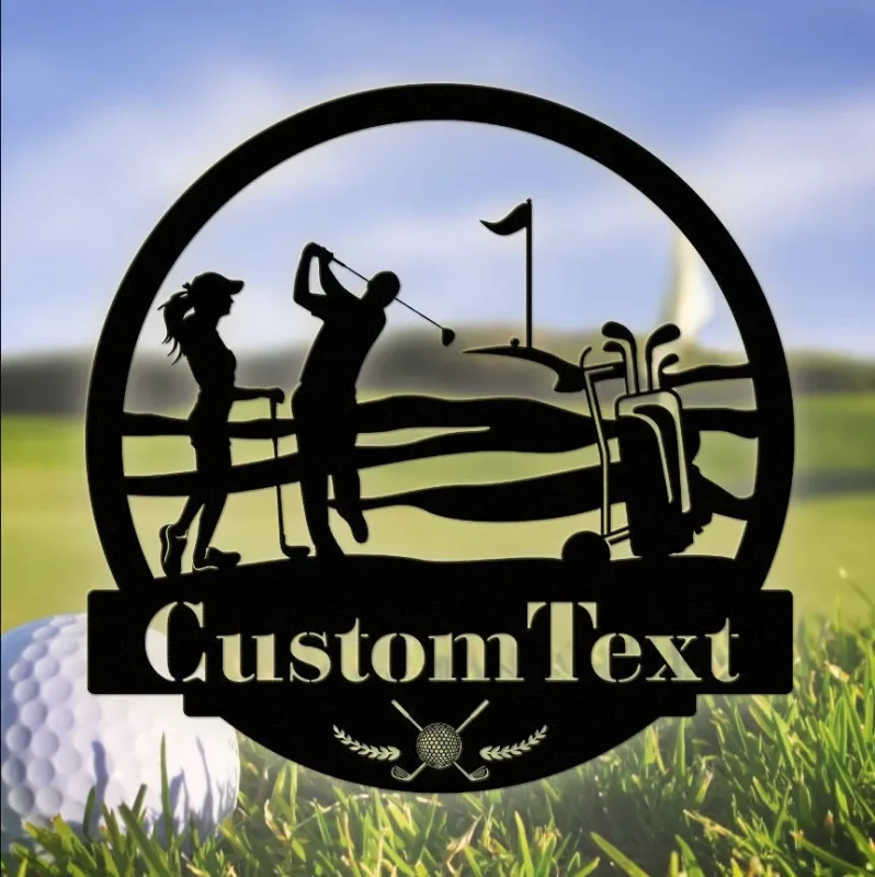 Couple Golfing Metal Sign Wall Art, Personalized Golf 19th Hole Sign ...
