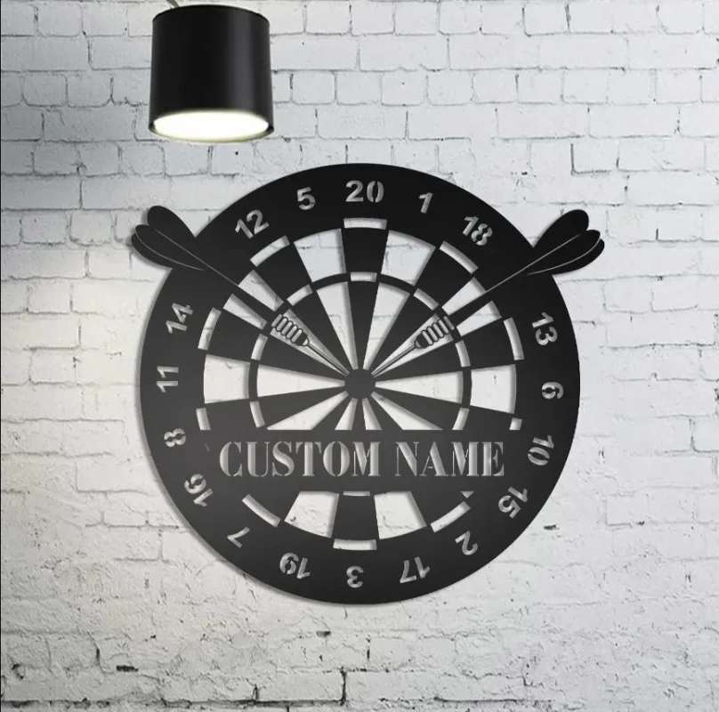 Dartboard Dart Monogram Metal Sign Wall Art, Personalized Dart Gamer ...