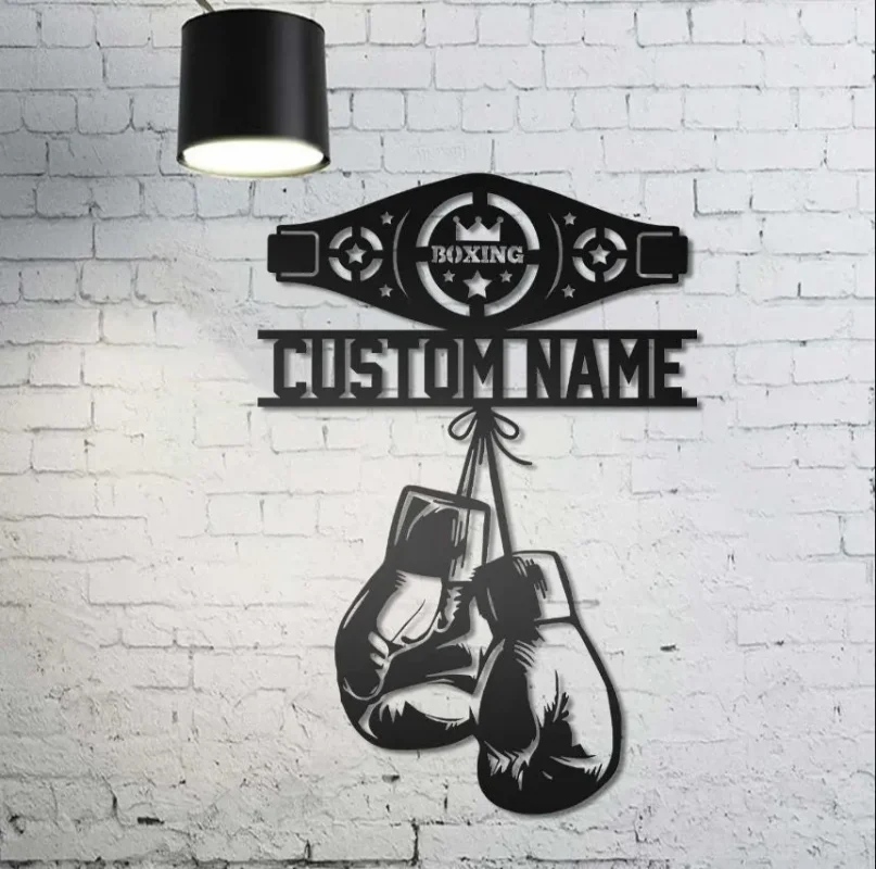 King Boxer Name Metal Sign Wall Art, Personalized Boxing Gloves Sign ...