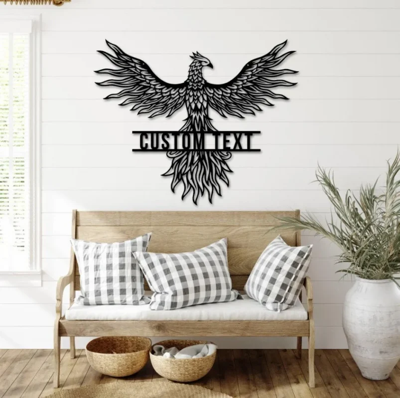 Personalized Rising Phoenix Metal Wall Art, Phoenix Metal Wall Decor ...