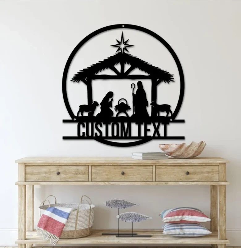Custom Nativity Scene Metal Wall Art, Nativity Scene Sign, Holy Night ...