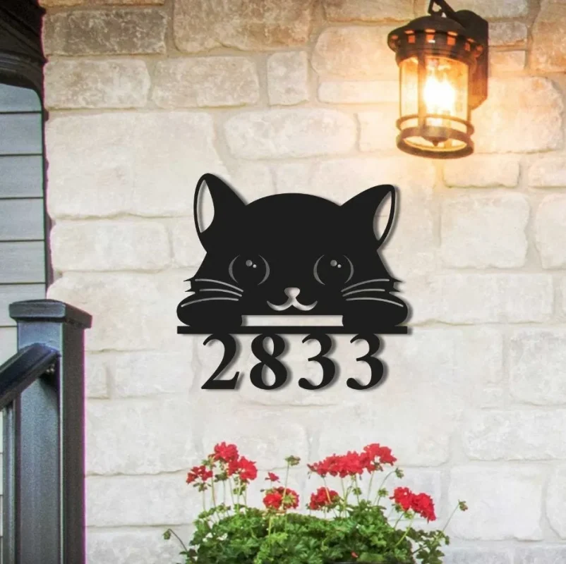 Cat House Number Sign Cat House Address Sign Custom Door Number Sign ...