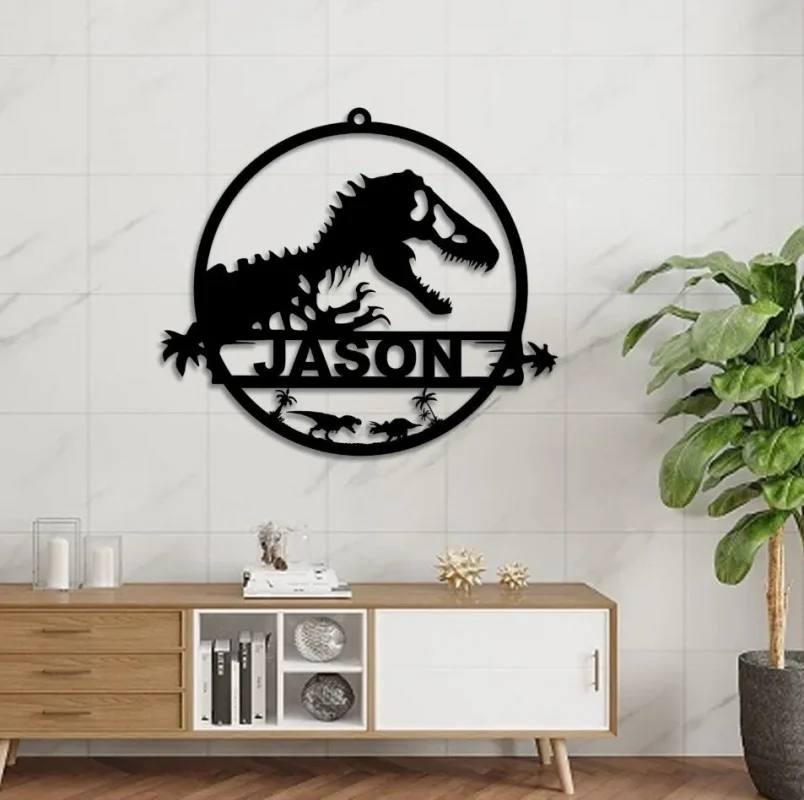 Custom Dinosaur Metal Sign, T-rex Dinosaur Metal Wall Art ...