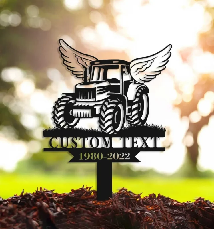 Tractor Memorial Plaque Stake, Tractor Memorial Cross For Grave ...