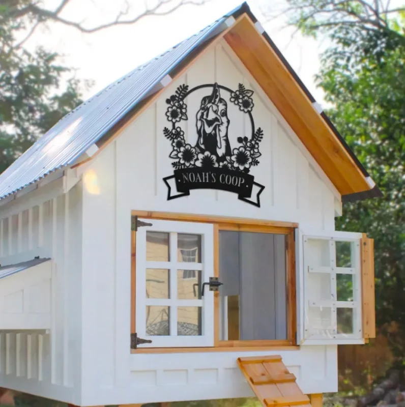 Custom Metal Chicken Coop Signs, Floral Chicken Sign, Hen House Sign ...