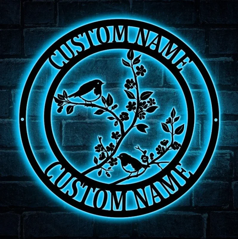 Personalized Cute American Robin Metal Wall Art Led Light, Custom Robin ...