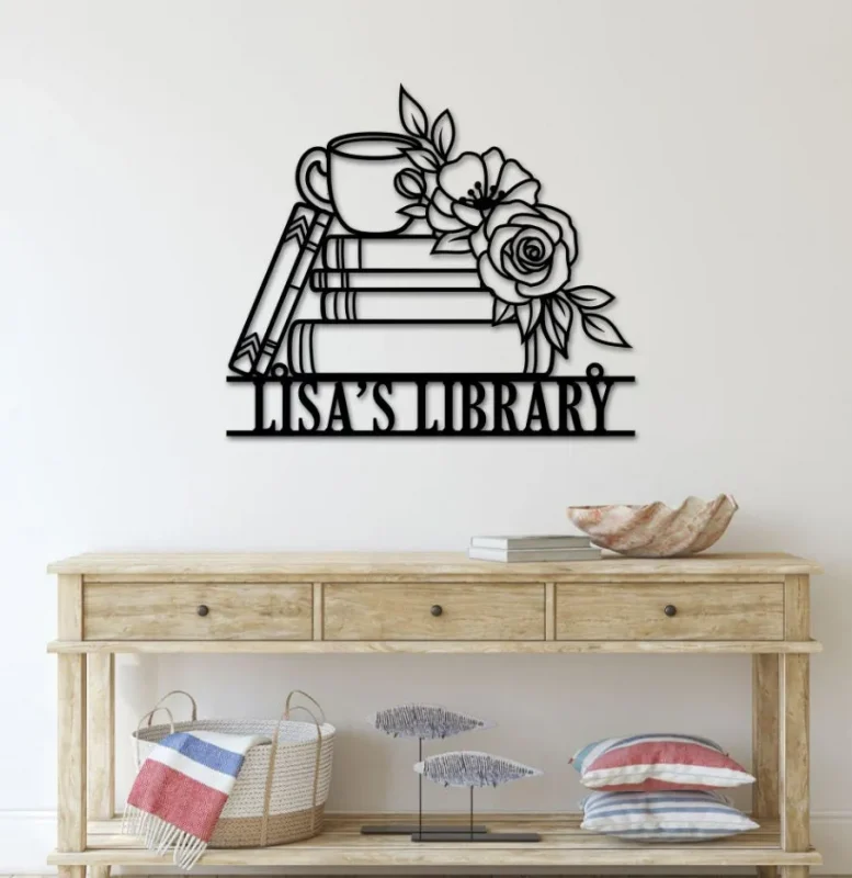 Personalized Books Metal Sign, Custom Library Sign, Bookworm Sign, Book ...