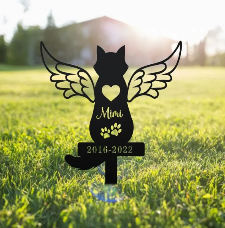 Custom Cat Memorial Stake, Remembrance Stake, Flower Cat Memorial ...
