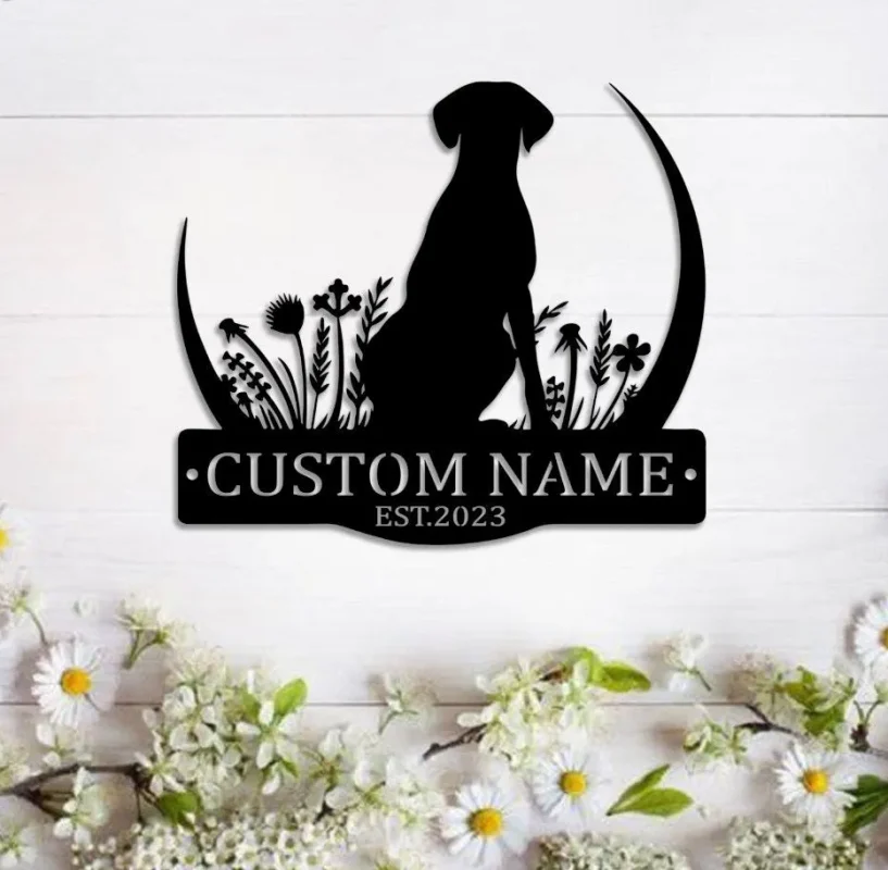 Custom Dog Metal Sign, Metal Dog Decor, Dog On Moon Decor, Home Decor ...