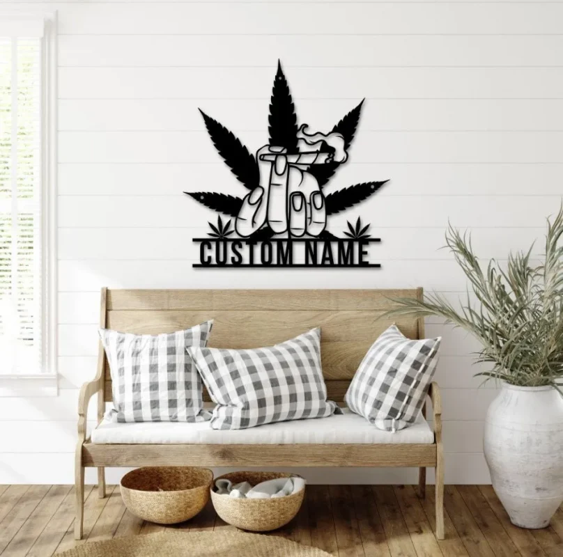 Hand Smoking Weed Metal Wall Art, Marijuana Sign, Marijuana Leaf Room ...