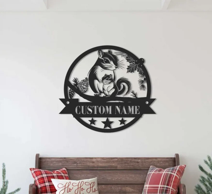 Custom Mom Child Chipmunk Metal Wall Art Child Chipmunk Personalized ...