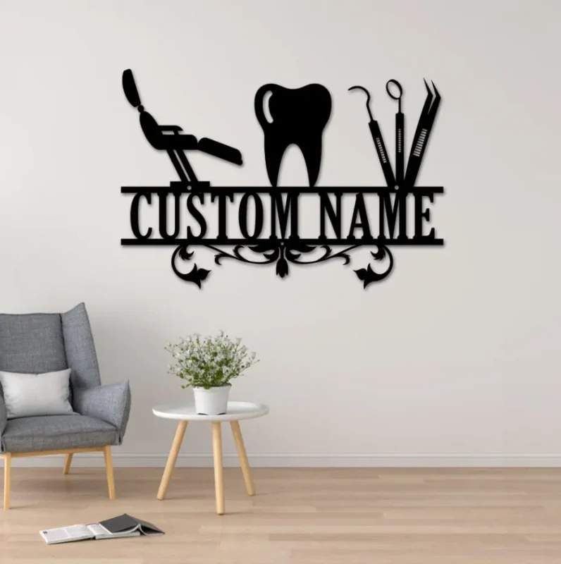 Custom Dentist Tooth Metal Wall Art, Dentist Gift, Dentist Sign, Dental ...