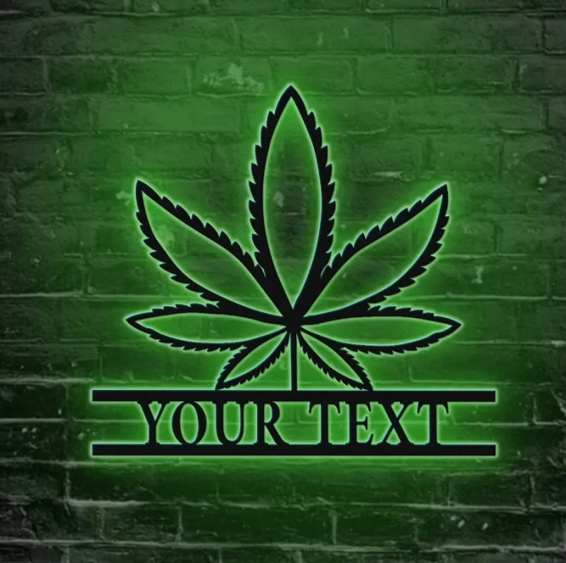 Personalized Weed Metal Wall Art With Lights, Marijuana Led Light Sign ...