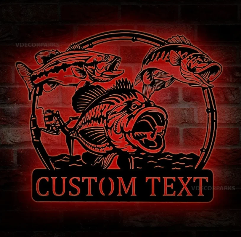 Personalized Fisher Name Sign Led Light Custom Largemouth Bass ...