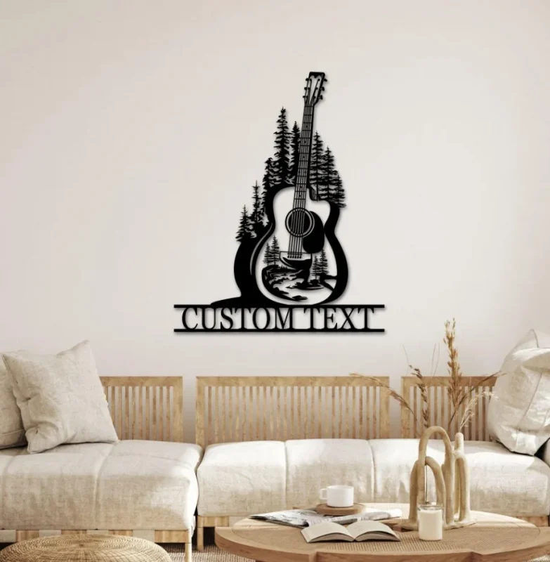 Custom Guitar Metal Sign , Guitar Signs, Guitar Studio Name Wall Decor ...