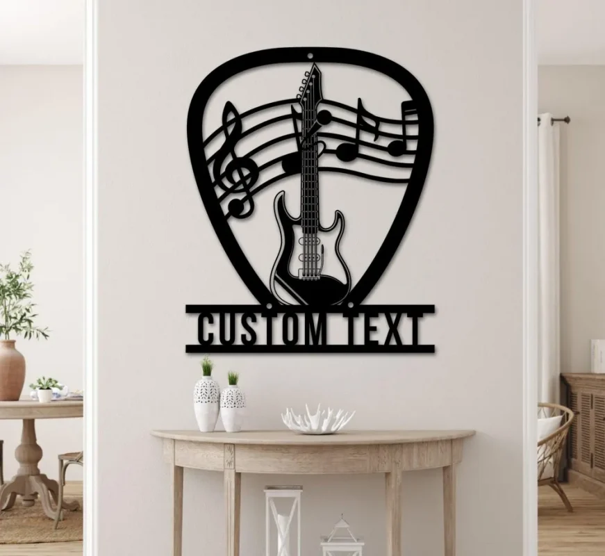 Personalized Guitar Pick Metal Wall Art, Music Room Decor, Guitar Pick ...