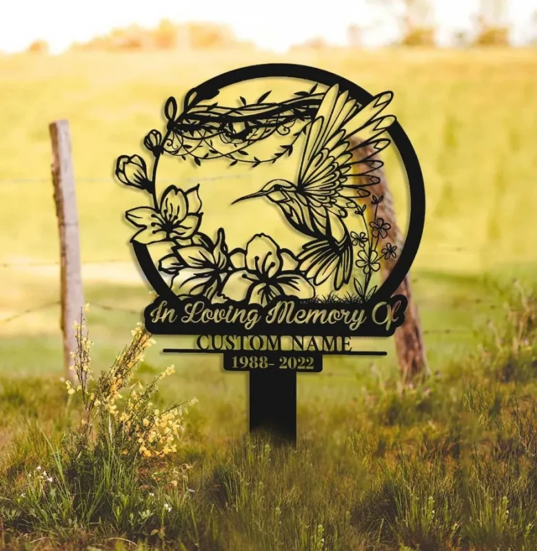 Personalized Hummingbird Memorial Stake, Metal Stake, Sympathy Sign ...