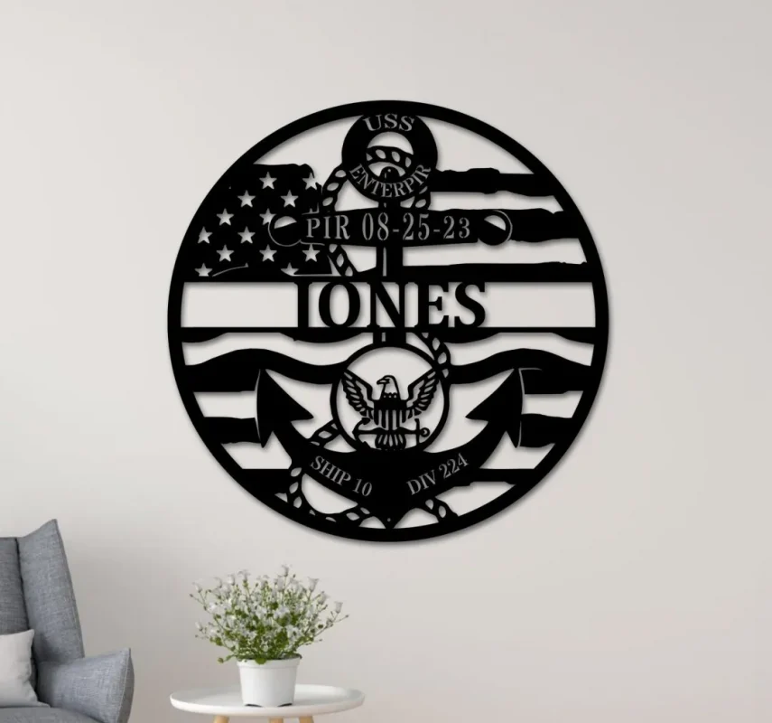 Customized Usn Anchor Metal Sign, Us Navy Sign, Anchor Sign, Anchor Pir ...