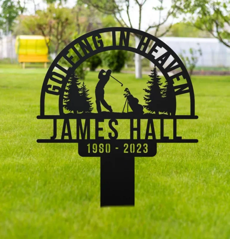 Personalized Golf Memorial Stake, Golfer Name Metal Stake, Golfing In ...