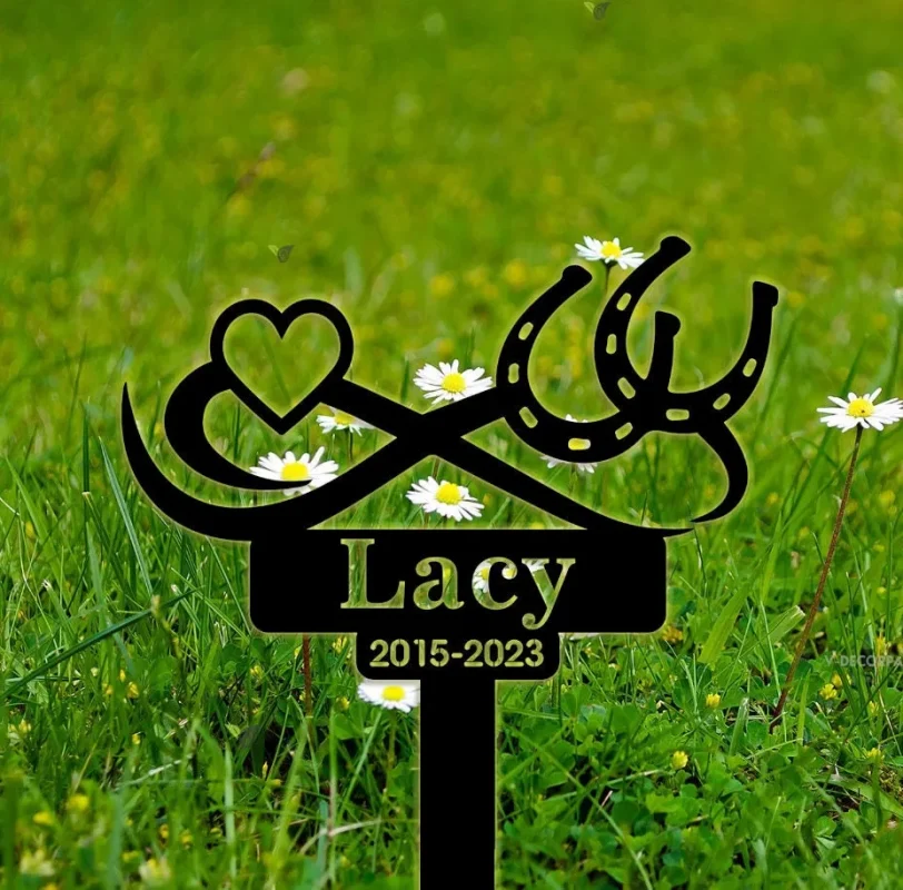 Custom Infinity Horse Memorial Stake, Metal Horse Garden Stake ...