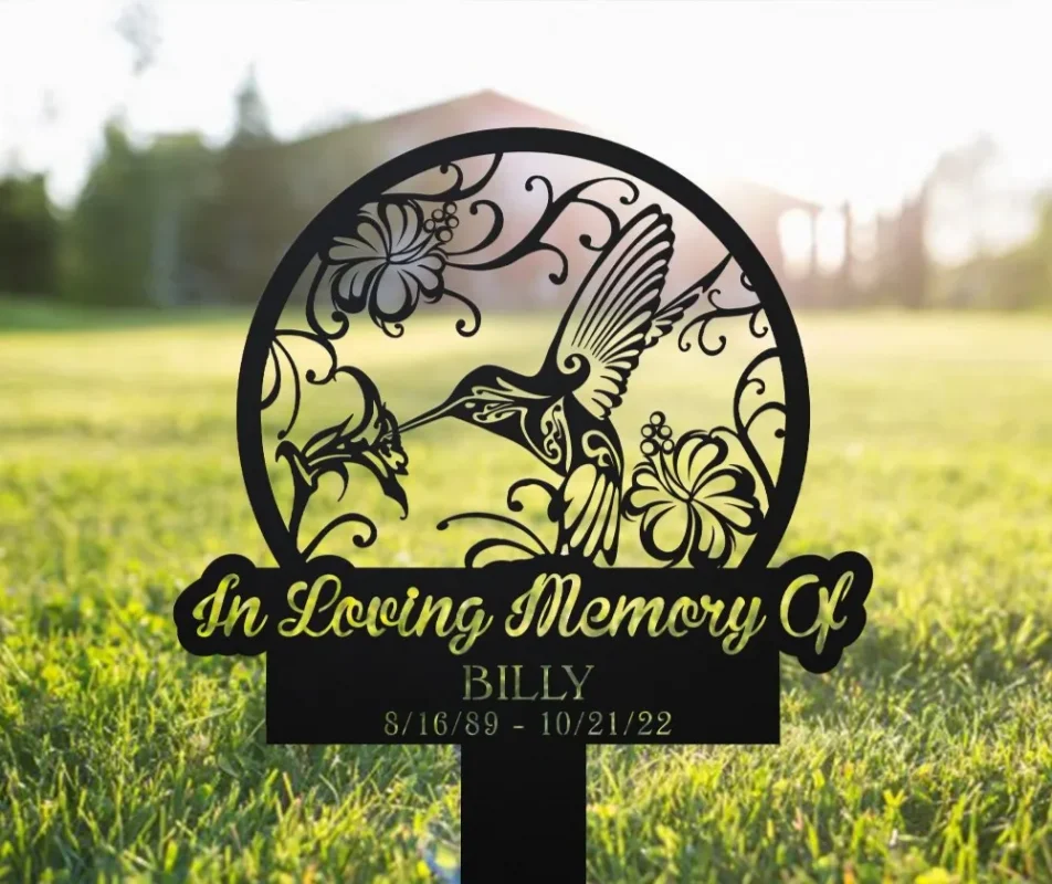 Custom Hummingbird Memorial Stake, In Loving Memory, Hummingbird And ...