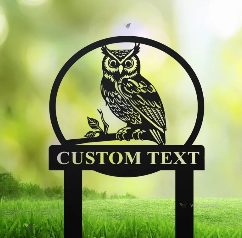 Custom Owl Garden Sign, Owl Garden Stake, Personalized Owl Garden Sign ...
