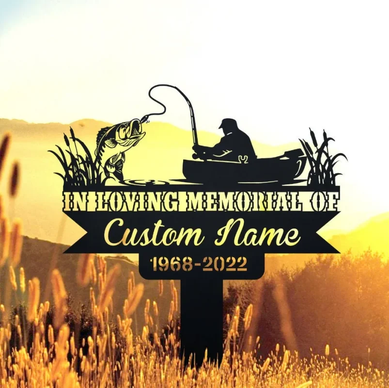 Personalized Fishing Memorial Stake Metal, Father's Day Outdoor Garden ...