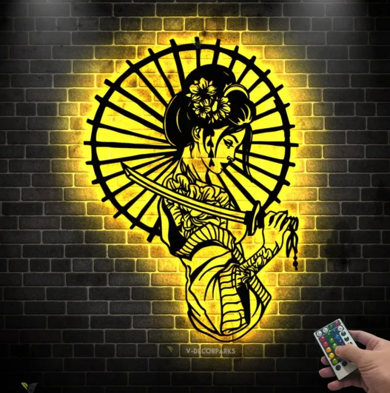 Geisha Wall Decor - Japanese Led Light Sign Gift For Japanese - Geisha ...