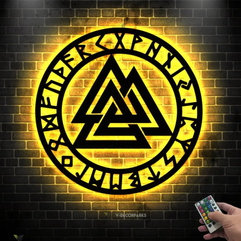 Valknut Metal Wall Art Led Light Viking Symbol Sign Nordic Art Home ...