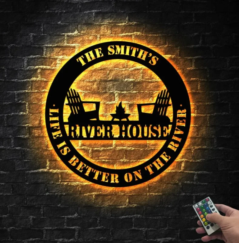 Custom River House Metal Sign Led Light, Life Is Better On The River ...