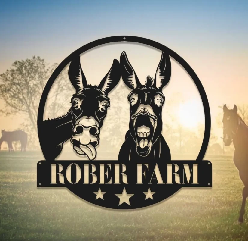 Personalized Donkey Metal Sign Donkey Custom Donkey Farm Metal Sign ...
