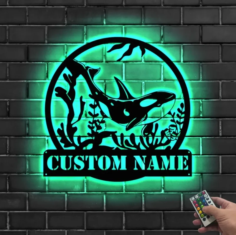 Custom Orca Whale Metal Sign Led Lights, Orca Whale Metal Sign, Orca ...